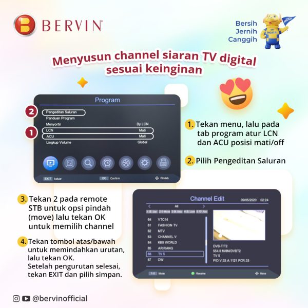 Menyusun channel siaran TV digital di Set Top Box Bervin sesuai ...